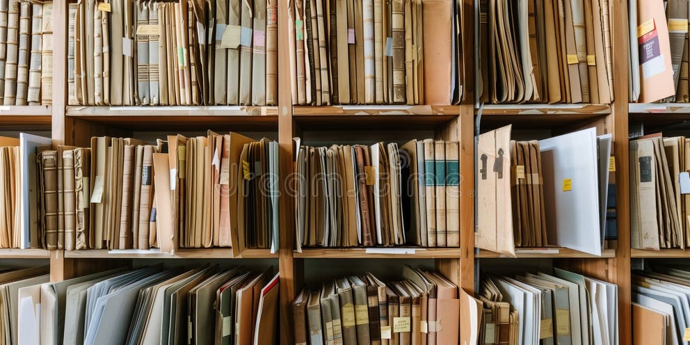 Shelves Filled with Books, Files, and Manuscripts Arranged ...