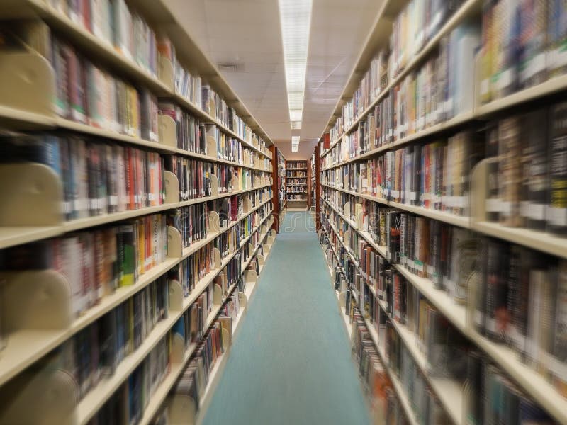 View of Row of Books in a Public Library, Blur Effect Editorial Image ...
