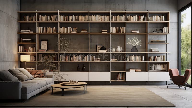 Modern Cement Wall Illustration Storage Compartments Stock ...