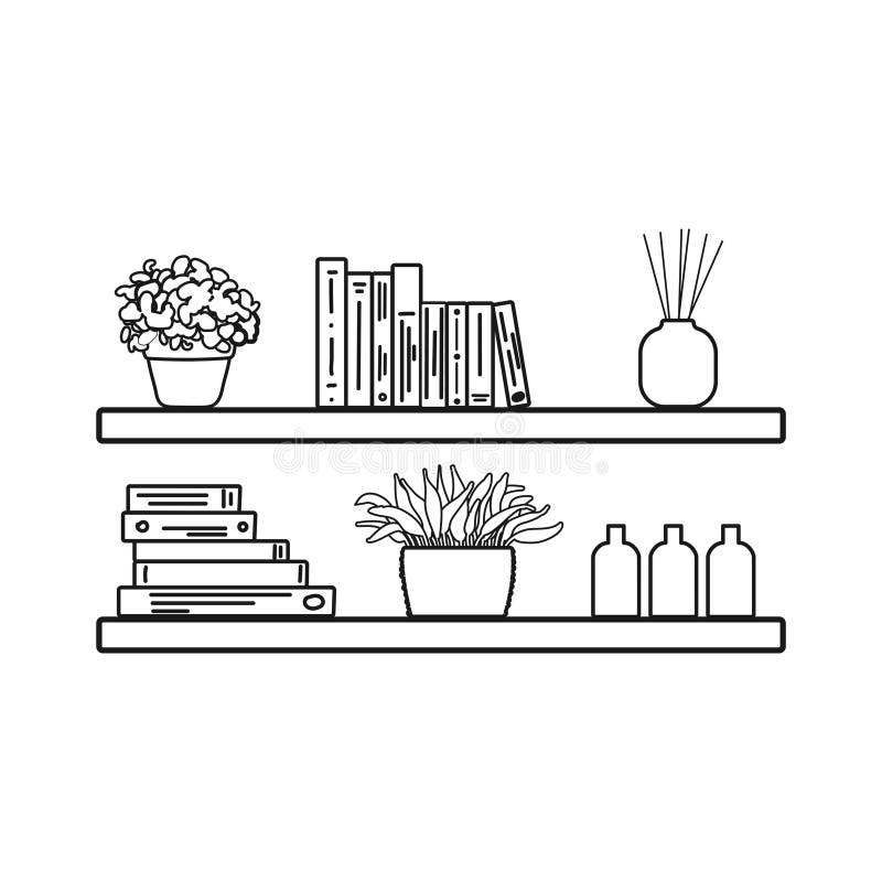 Shelves Outline Illustration Stock Vector - Illustration of straight ...