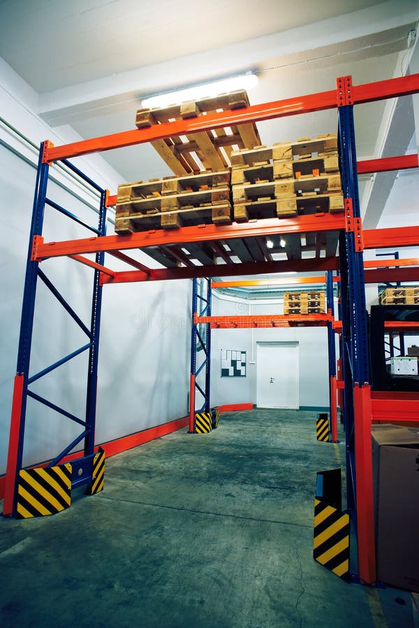 Shelves and Racks with Pallets in Distribution Warehouse Interior Stock ...