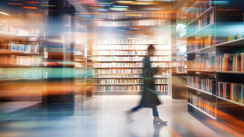 Shelving Blurred Library Interior Stock Illustration - Illustration of ...