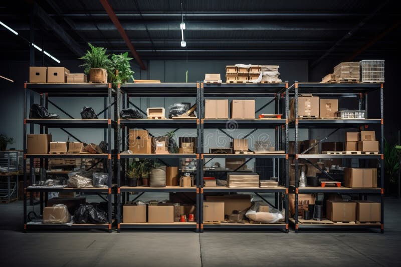 Racks in a Warehouse Filled with Boxes Stock Photo - Image of logistic ...