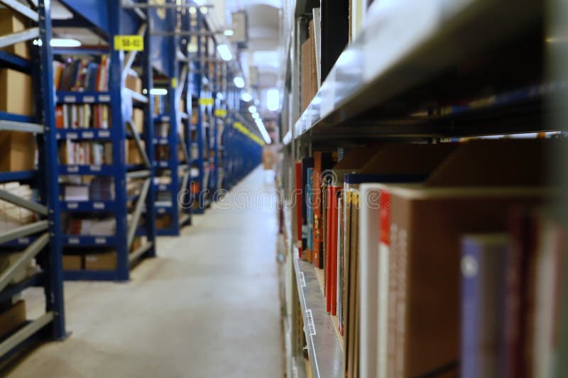 Shelving Inside a Logistics Warehouse for Book Storage Stock Photo ...