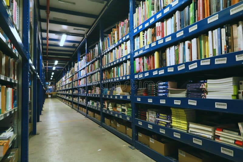Shelving Inside a Logistics Warehouse for Book Storage Stock Image ...
