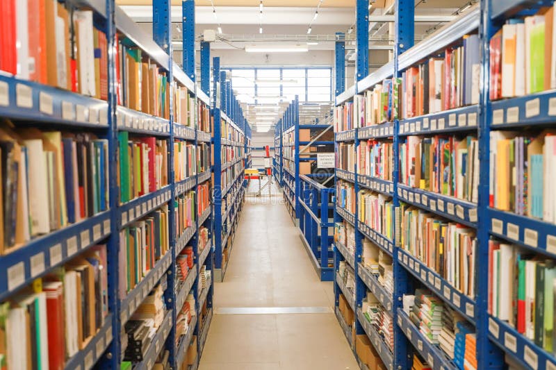 Shelving Inside a Logistics Warehouse for Book Storage Stock Image ...