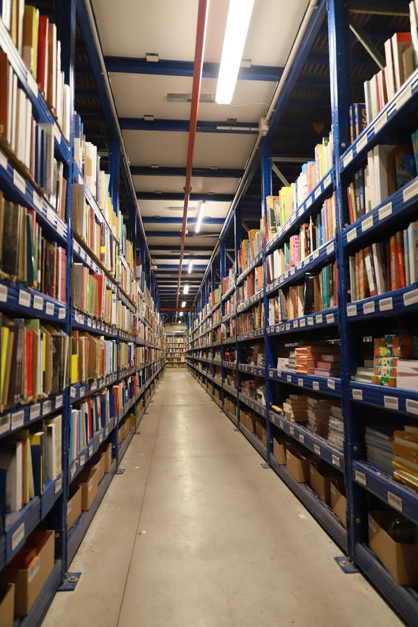 Shelving Inside a Logistics Warehouse for Book Storage Stock Photo ...