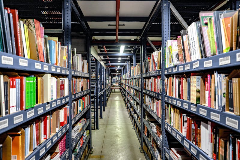 Shelving Inside a Logistics Warehouse for Book Storage Stock Image ...