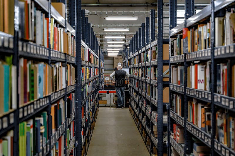 Shelving Inside a Logistics Warehouse for Book Storage Editorial Stock ...