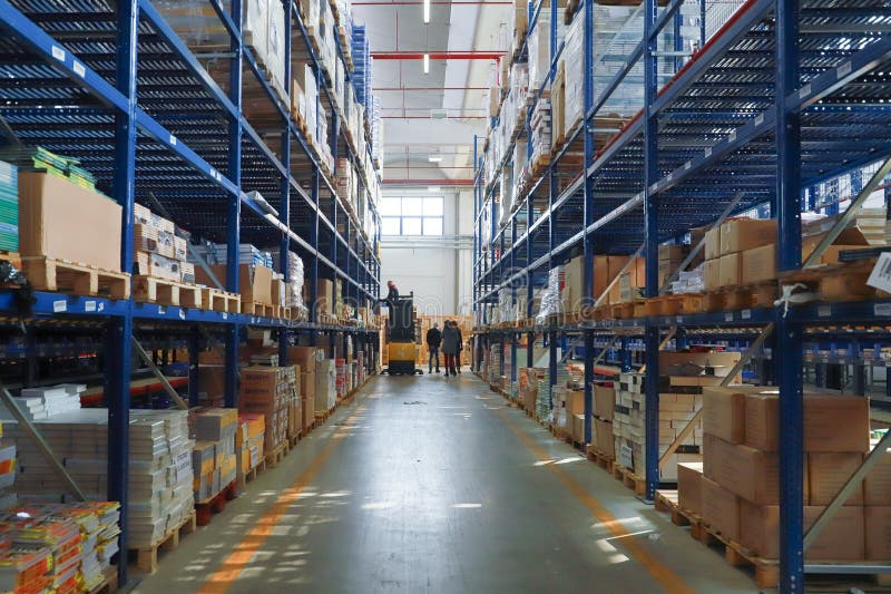 Shelving Inside a Logistics Warehouse for Book Storage Stock Photo ...