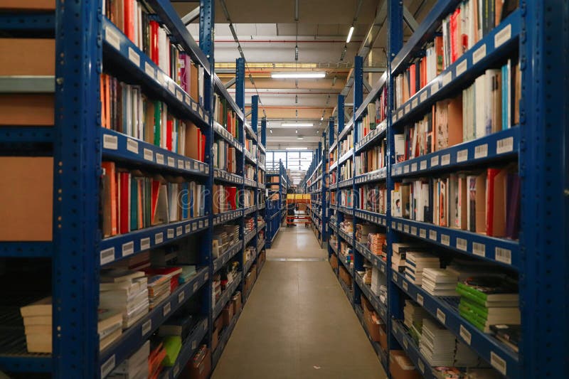 Shelving Inside a Logistics Warehouse for Book Storage Stock Image ...