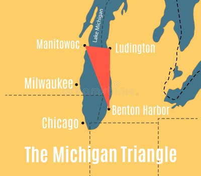 Vector Map of the Lake Michigan Triangle Stock Vector - Illustration of ...