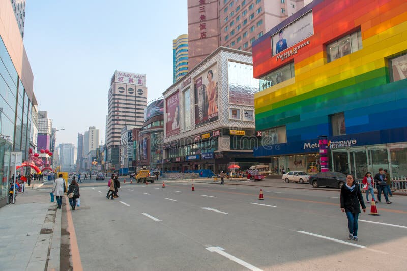 Shenyang streets at night editorial photo. Image of advertisement ...