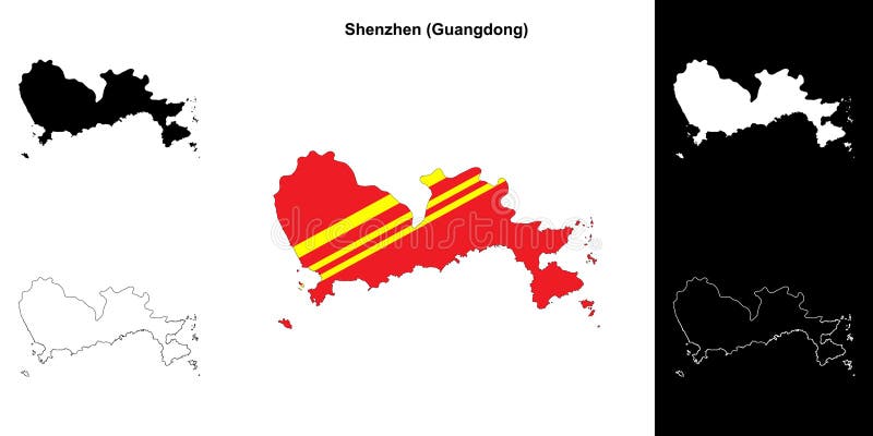 Shenzhen outline map stock vector. Illustration of contour - 334851512