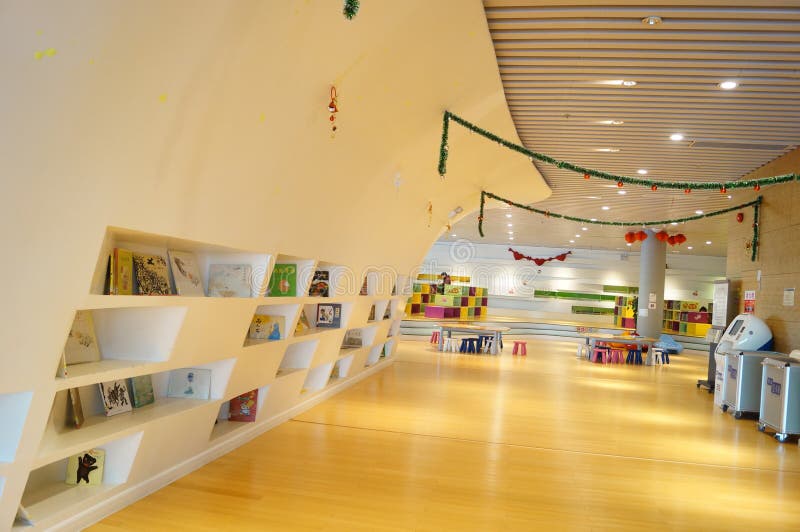 Shenzhen, China: Baoan Library Interior Landscape Editorial Photography ...