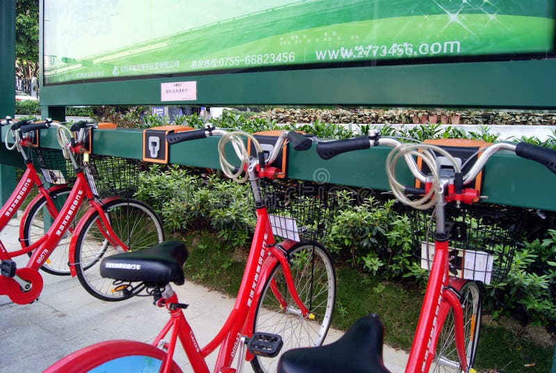 Shenzhen China: Bike Rental Editorial Image - Image of bicycle ...