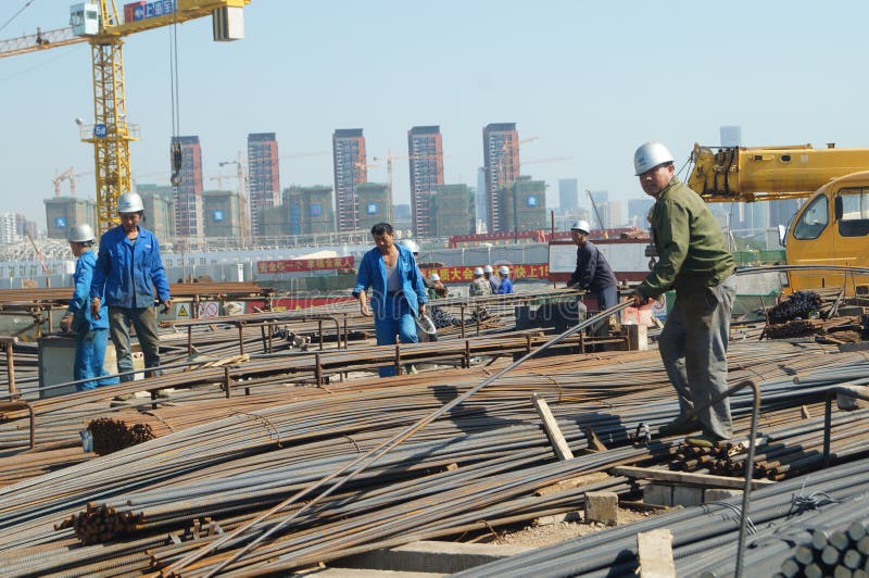 Shenzhen, China: Construction Workers in Handling Steel Editorial Image ...