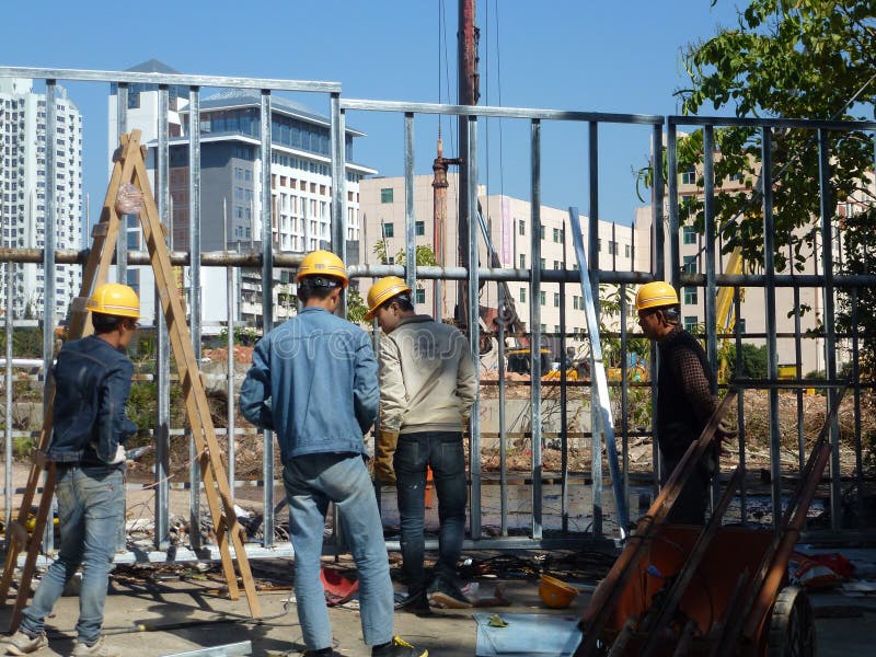 Shenzhen, China: Construction Workers at Construction Sites. Editorial ...