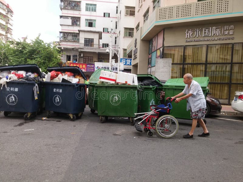 Shenzhen, China: Garbage Transfer Station, Piled Garbage Cans Editorial ...