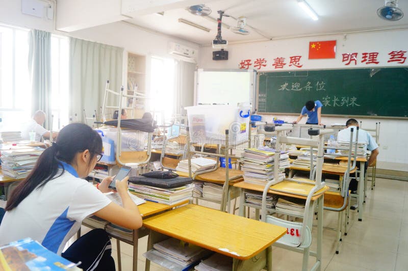 Shenzhen, China: Middle School Classroom Editorial Image - Image of ...