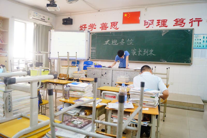 Shenzhen, China: Middle School Classroom Editorial Image - Image of ...