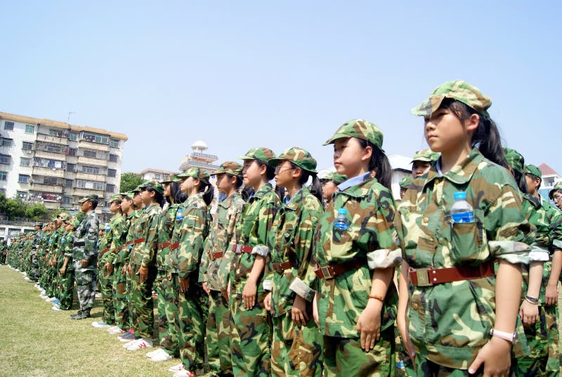 Shenzhen China: Middle School Students in Military Training Editorial ...