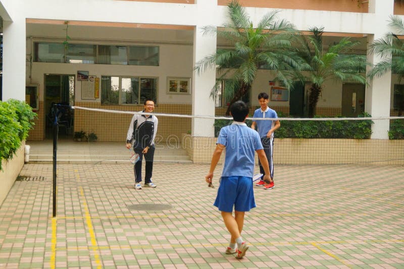 Shenzhen, China: Middle School Students Playing Badminton Editorial ...
