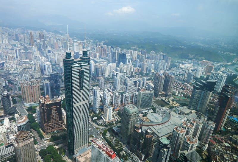 Shenzhen City in Day Light. Bird View Stock Image - Image of neon ...