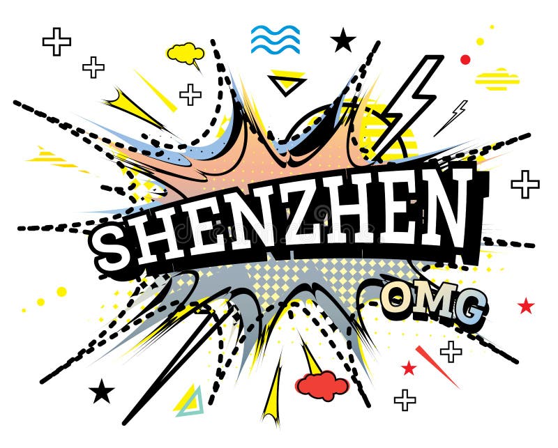 Shenzhen Comic Text in Pop Art Style Isolated on White Background Stock ...
