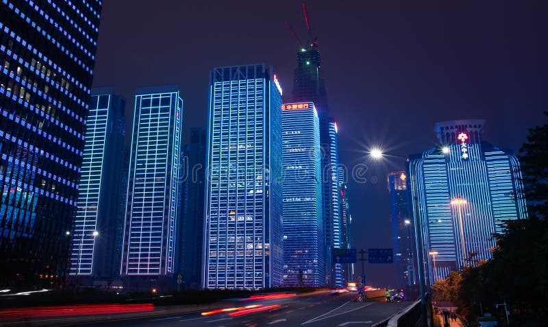Shenzhen-night-view editorial photo. Image of building - 137028401