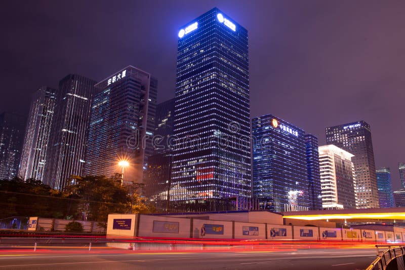 Shenzhen-night-view editorial photo. Image of structure - 142073126