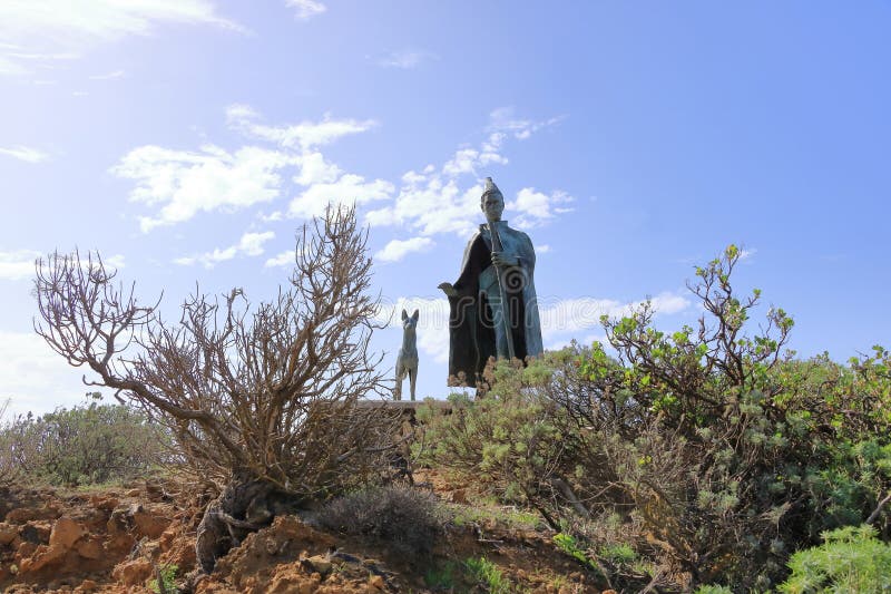 Shephard Statue El Pastor in El Hierro, Canary Islands, Spain Stock ...