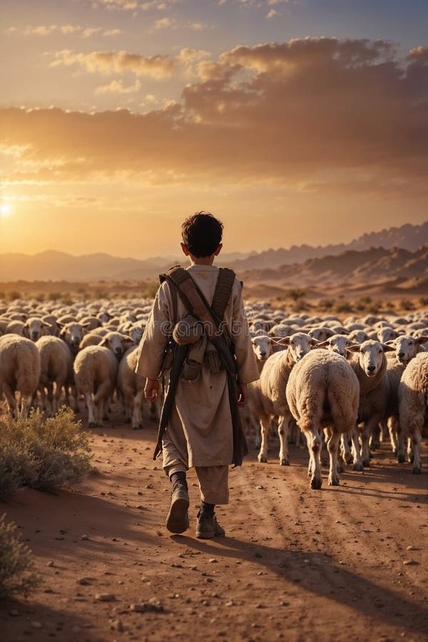 A Shepherd Boy Eid Al Adha Image Stock Illustration - Illustration of ...