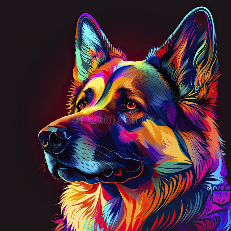 Shepherd Dog in Neon Colors. Generative AI Stock Image - Image of ...