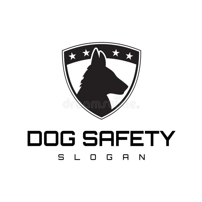 Shepherd Dog Silhouette Shield with Star Security Logo Emblem Design ...