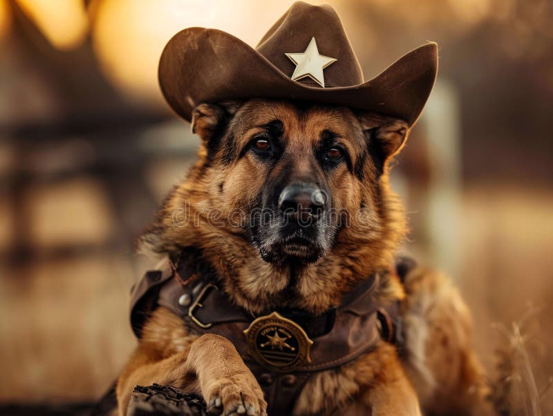 Shepherd Dog Wearing a Sheriff S Hat. Artificial Intelligence. Stock ...