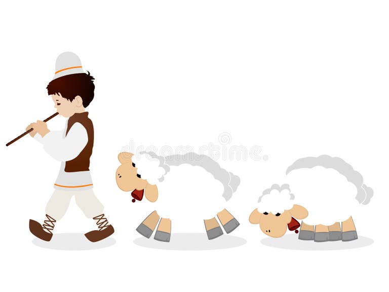 Shepherd and flock stock vector. Illustration of graphic - 23007998