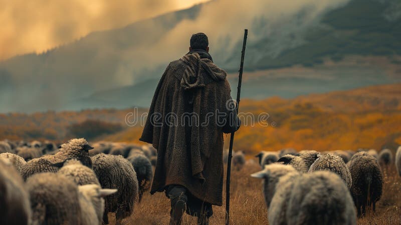 Shepherd Holding the Rod. Generative AI Stock Illustration ...