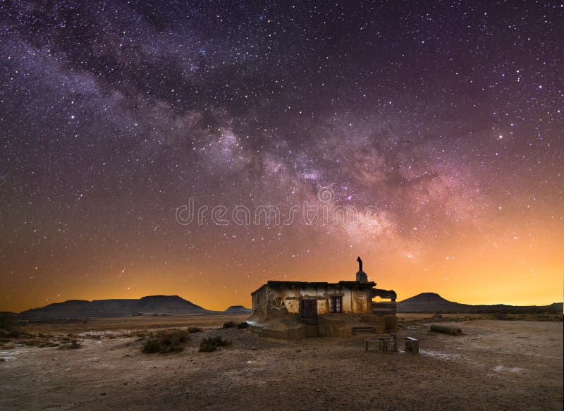 Shepherd Hut at Desert Night Stock Image - Image of infinity, light ...