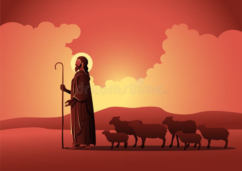Jesus Leading Sheep