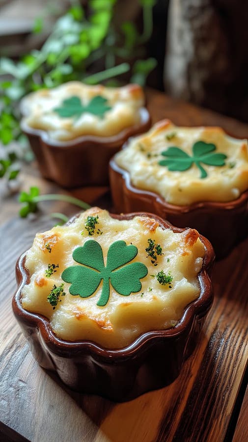 Shepherd Pie in Mini Shamrock-shaped Dishes. Pic Stock Photo - Image of ...