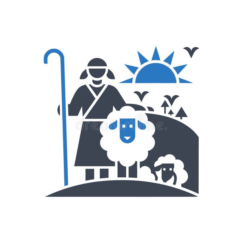 Shepherd with Sheep Icon stock vector. Illustration of sheep - 373827816