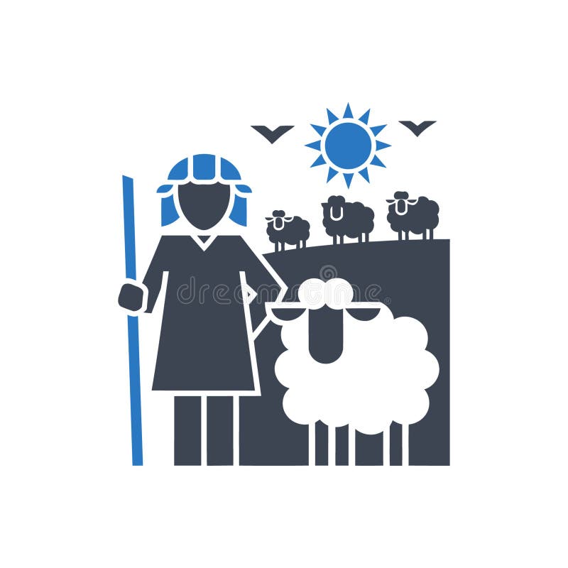Shepherd with Sheep Icon stock vector. Illustration of sheep - 373827833