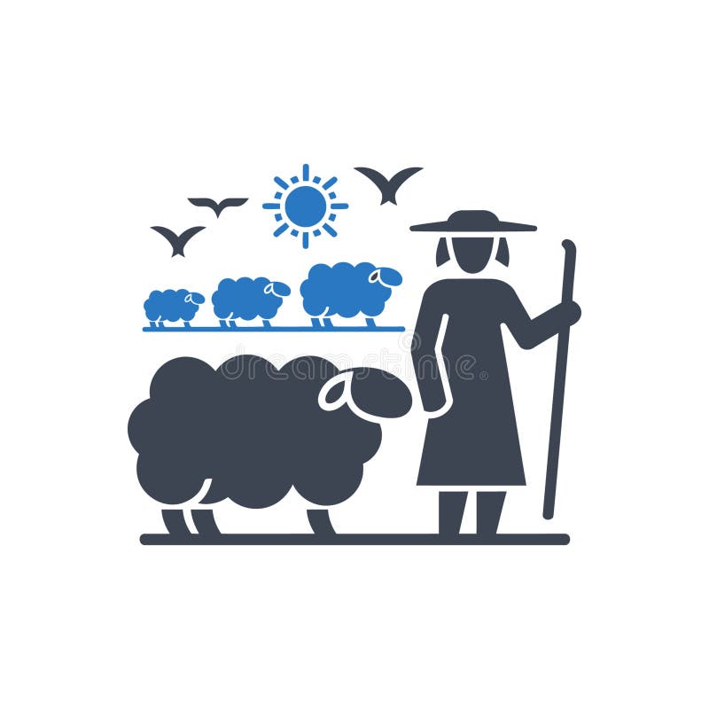 Shepherd with Sheep Icon stock vector. Illustration of nature - 373827837