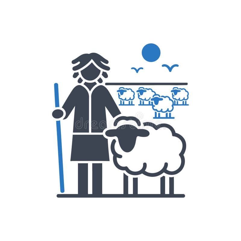 Shepherd with Sheep Icon stock vector. Illustration of icon - 373827866