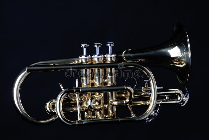 Sheppardsâ€™s Crook Cornet on Black Stock Photo - Image of instrument ...
