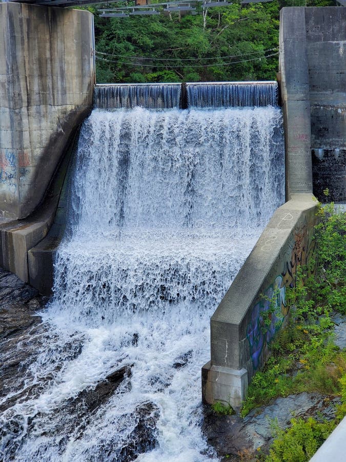 Sherbrooke Hydroelectric Station Waterfall Magog River Quebec Stock ...