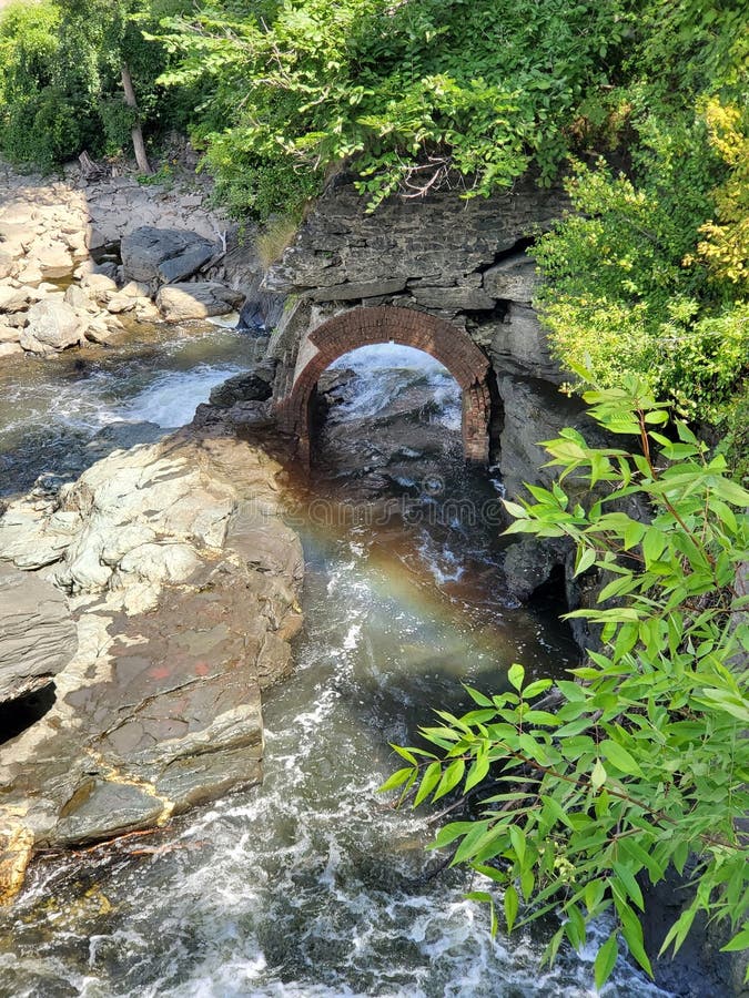 Sherbrooke Hydroelectric Station Waterfall Magog River Quebec Stock ...