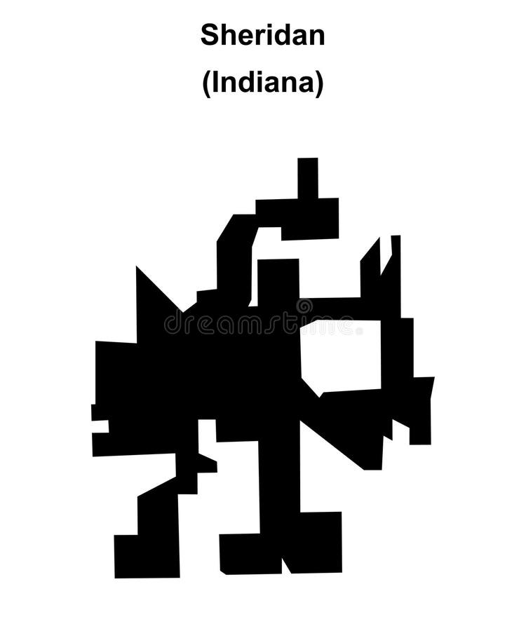 Sheridan outline map stock vector. Illustration of detailed - 387286092