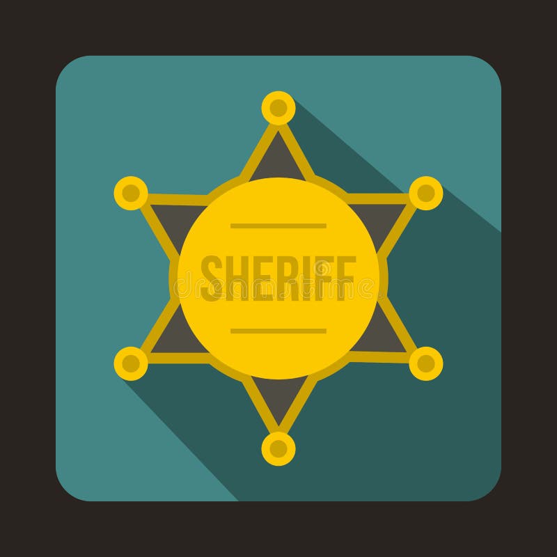 Sheriff Badge Icon, Flat Style Stock Vector - Illustration of officer ...